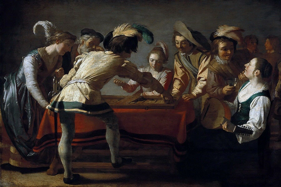 The Backgammon Game 1624 Dutch Painting by Gerrit Van Honthorst Repro ...