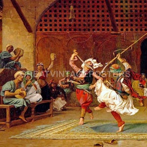 The Pyrrhic Dance Arab Dancing Cairo Cafe Orientalist Painting by ...