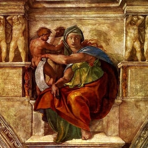 The Delphic Sibyl Legendary Prophetic Female Painting by Michelangelo ...