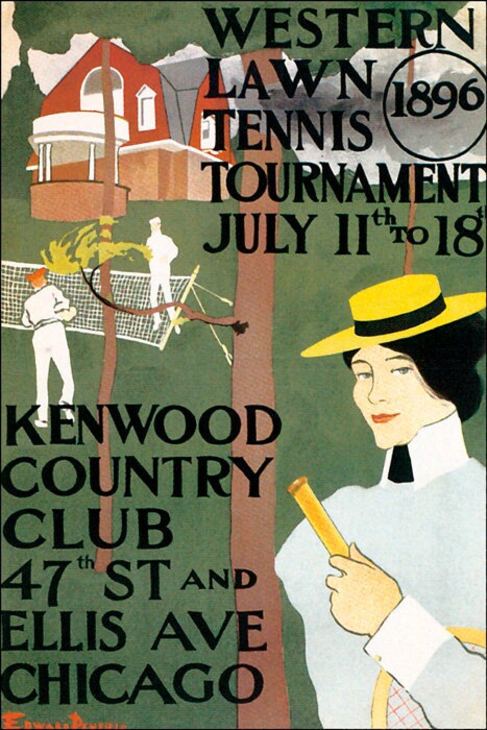 1896 Western Lawn Tennis Tournament Kenwood Chicago Sports Vintage ...