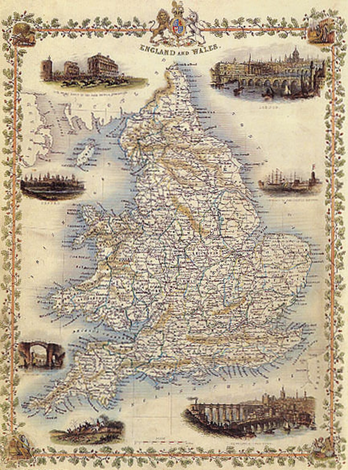 1800'S Map England and Wales London Newcastle Oxford Repro - Etsy