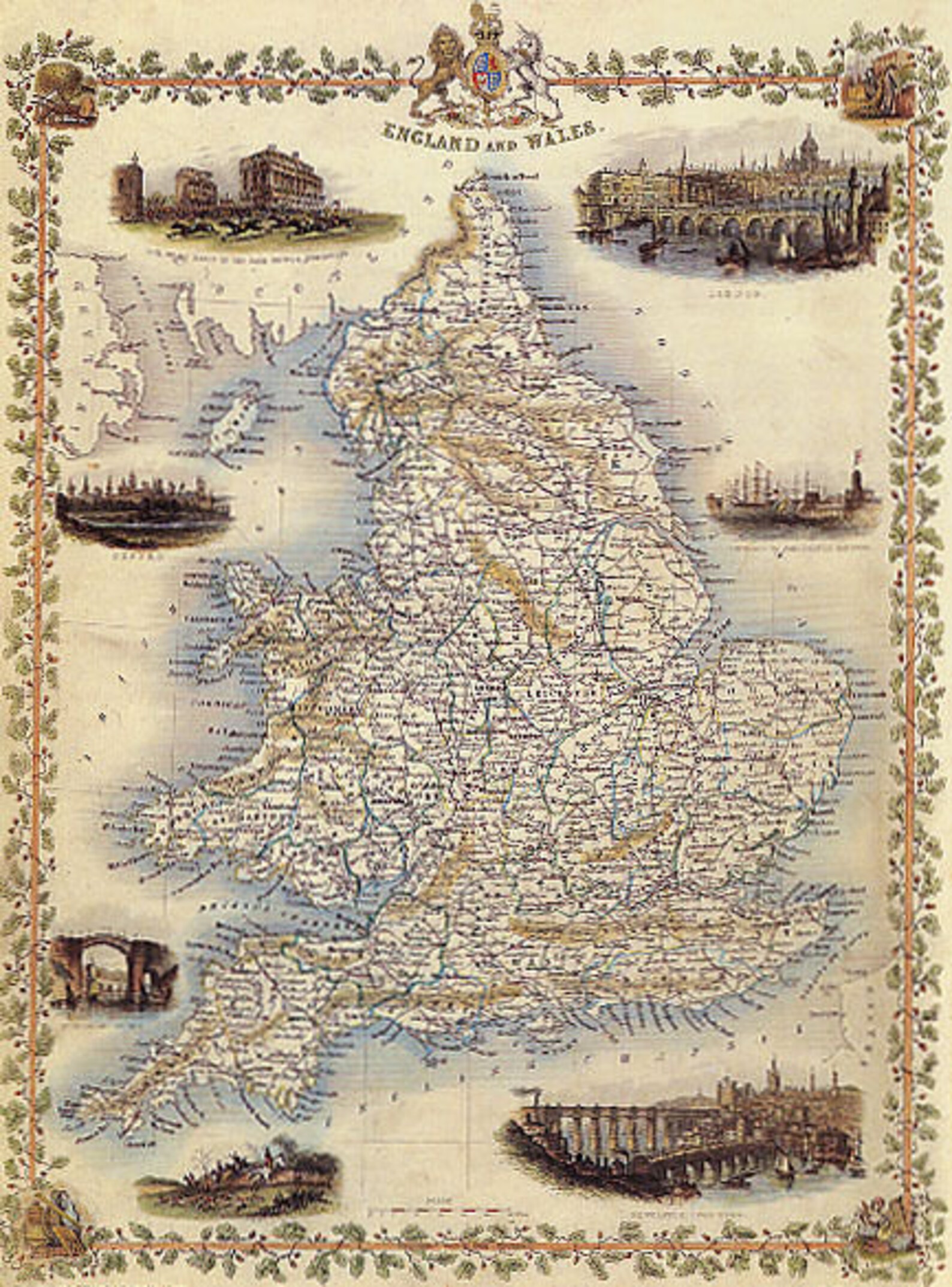 1800'S Map England and Wales London Newcastle Oxford Repro | Etsy