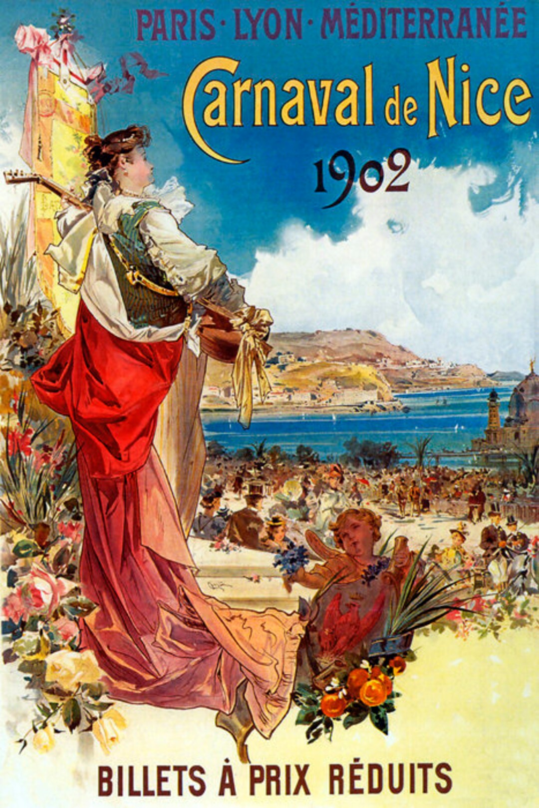 1902 Carnival De Nice Street Party Mediterranean French Vintage Poster ...