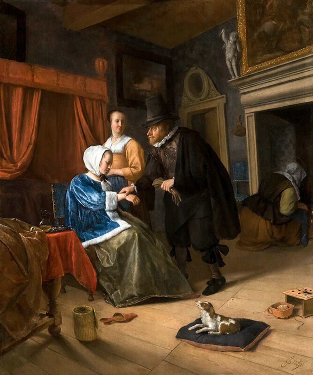 The Sick Girl Doctor Medicine 1662 Dutch Painting by Jean Steen Repro ...