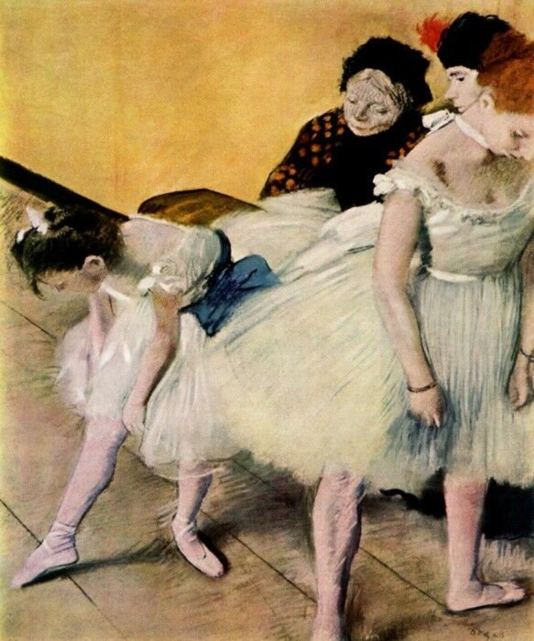 The Dancing Class Ballet Dancer Adjusting Slippers 1880 by Edgar Degas ...