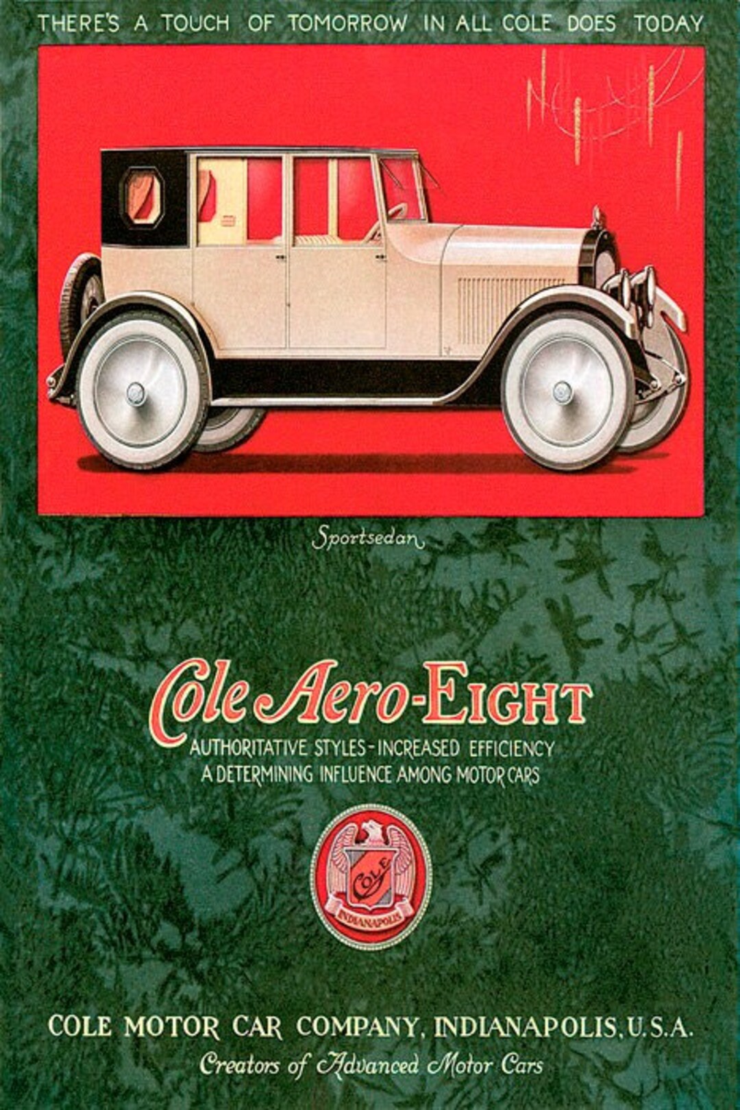 Cole Aero Eight Motor Touch of Tomorrow Car American Vintage Poster ...