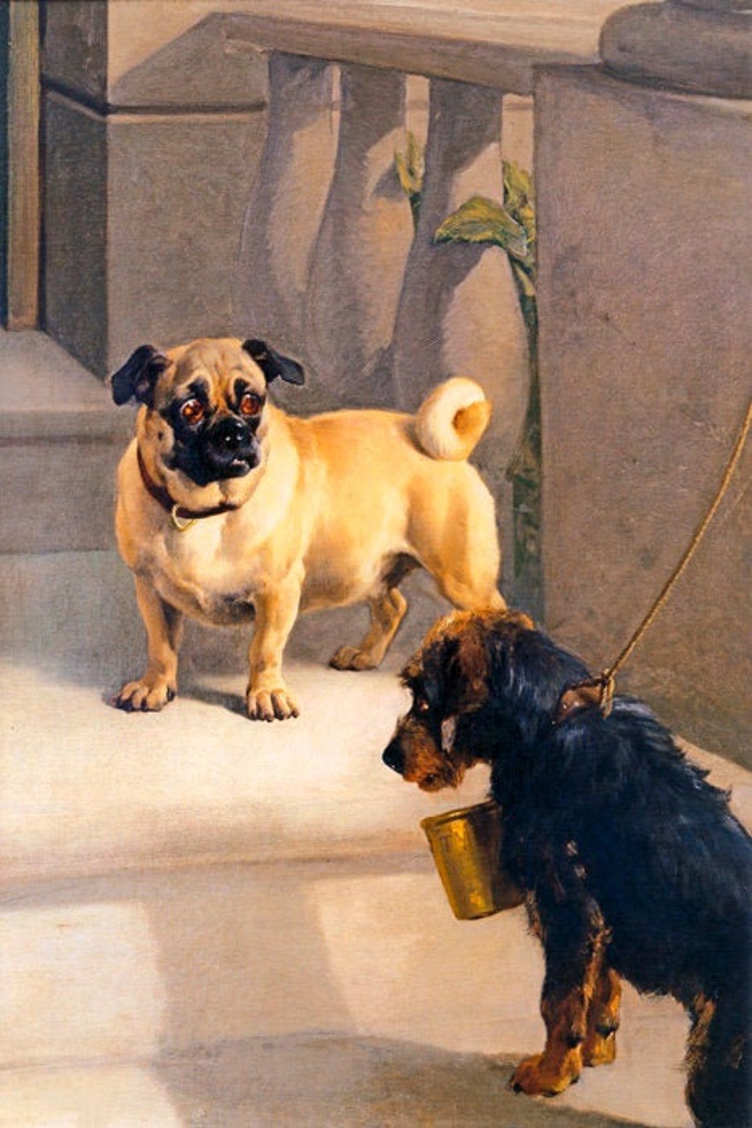 1875 Pug and Terrier Dog Begger Painting by John Noble Repro - Etsy