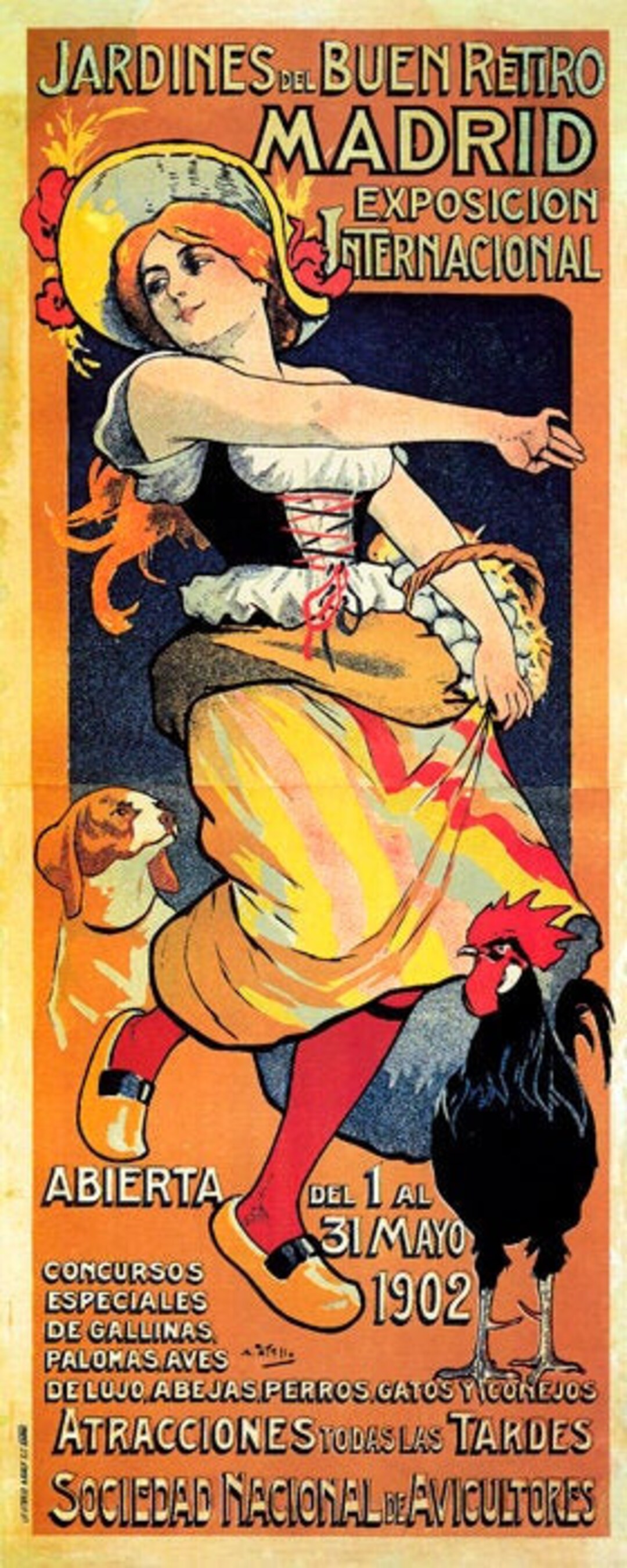 1902 Spain Rooster Cock Madrid Exposition Vintage Poster Repro SMALL ...