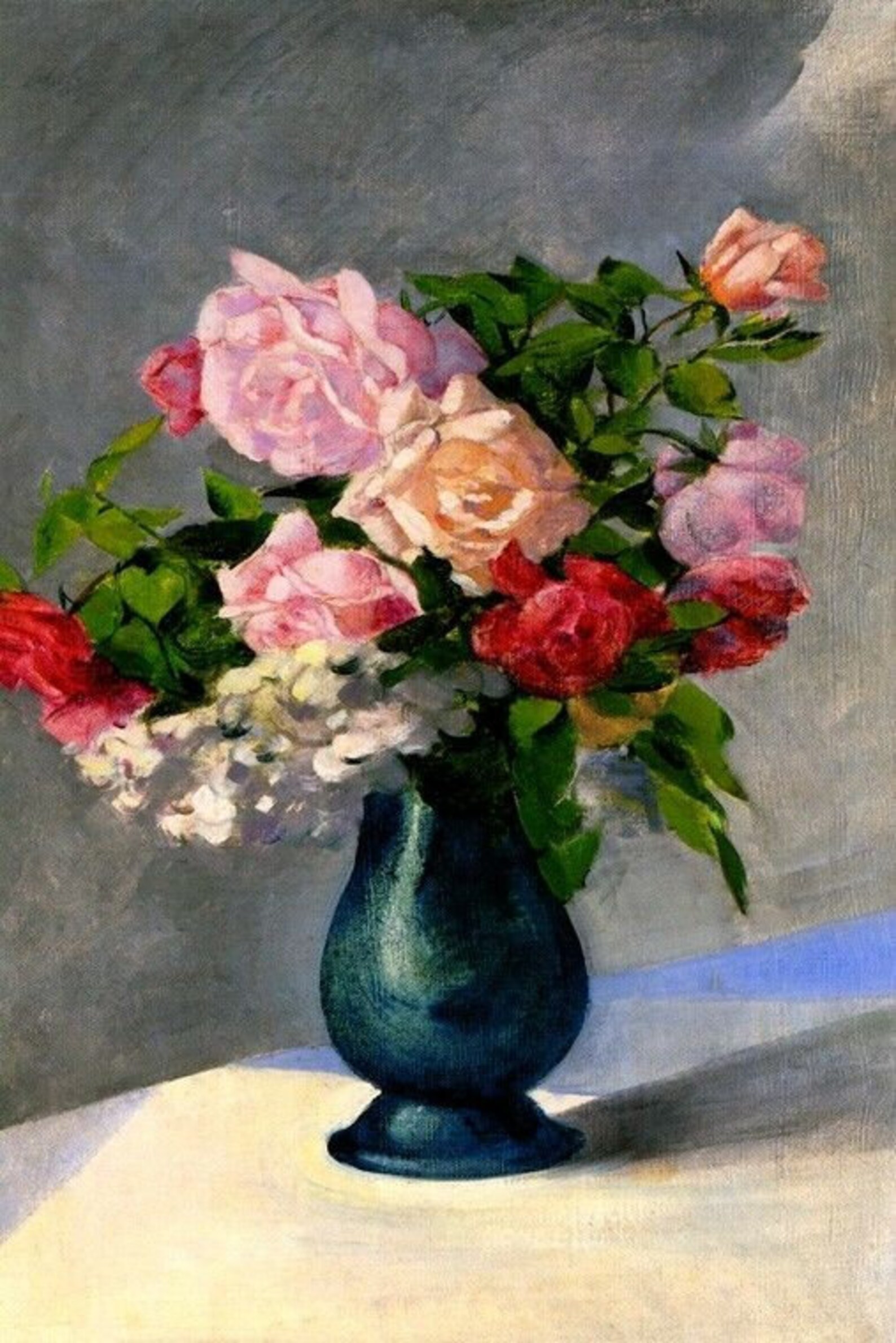 A Vase of Gladiolus and Dahlias Flowers Painting by Oskar | Etsy