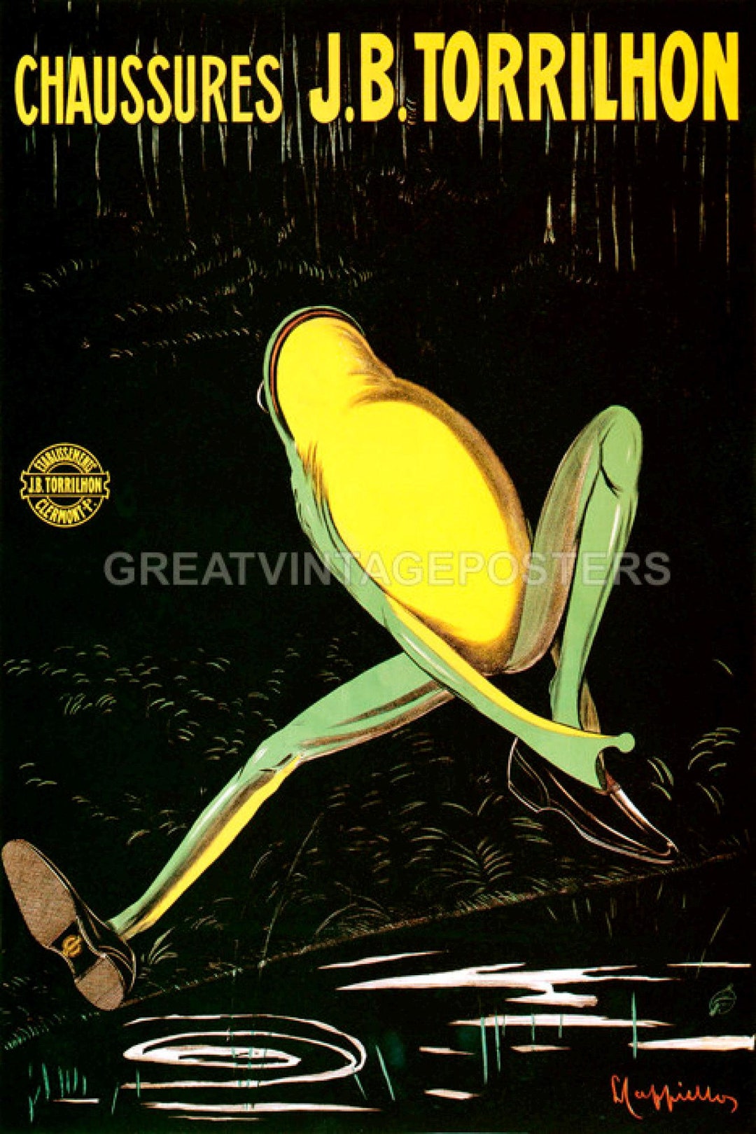 Chaussures J B Torrilhon Frog Man Shoes French Cappiello Vintage Poster ...