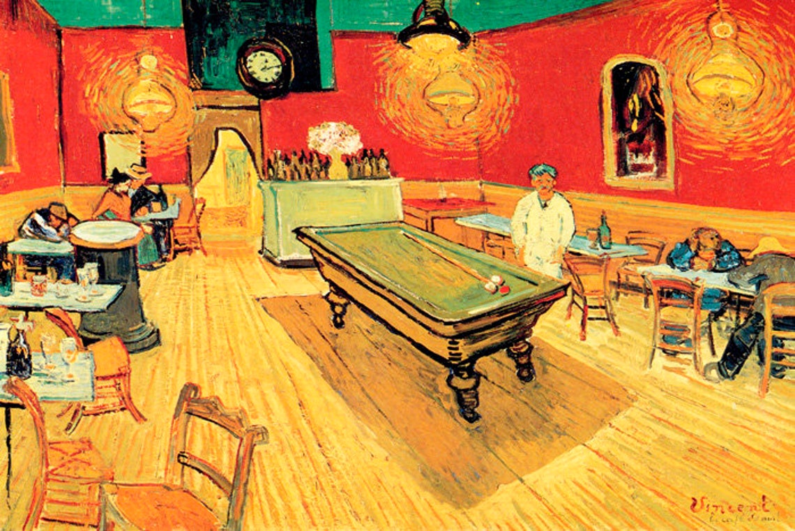 Night Cafe Pool Table Impressionism Painting by Vincent Van - Etsy UK