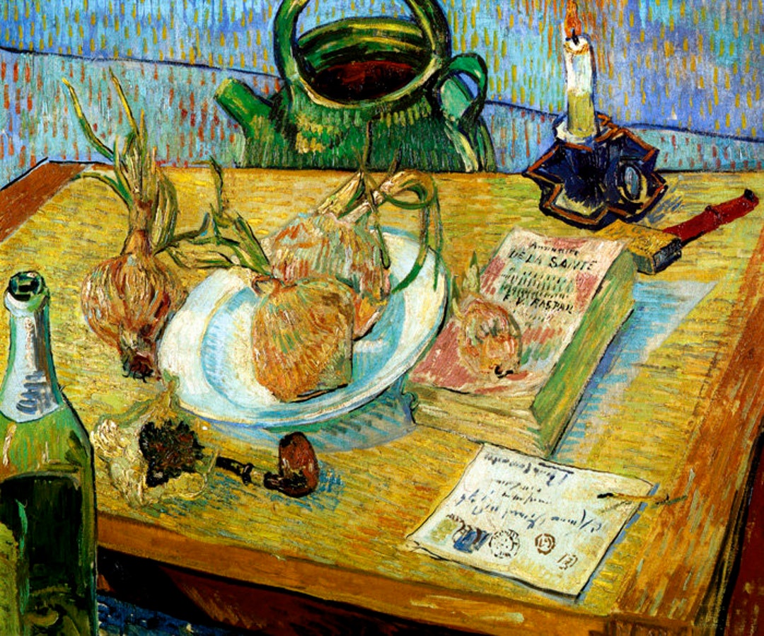 Still Life With Drawing Board Letter Book Onions Pipe Painting by Van ...