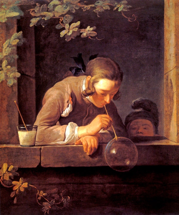 Soap Bubbles Boy Window Ledge Blowing Straw 1735 Painting Art by ...