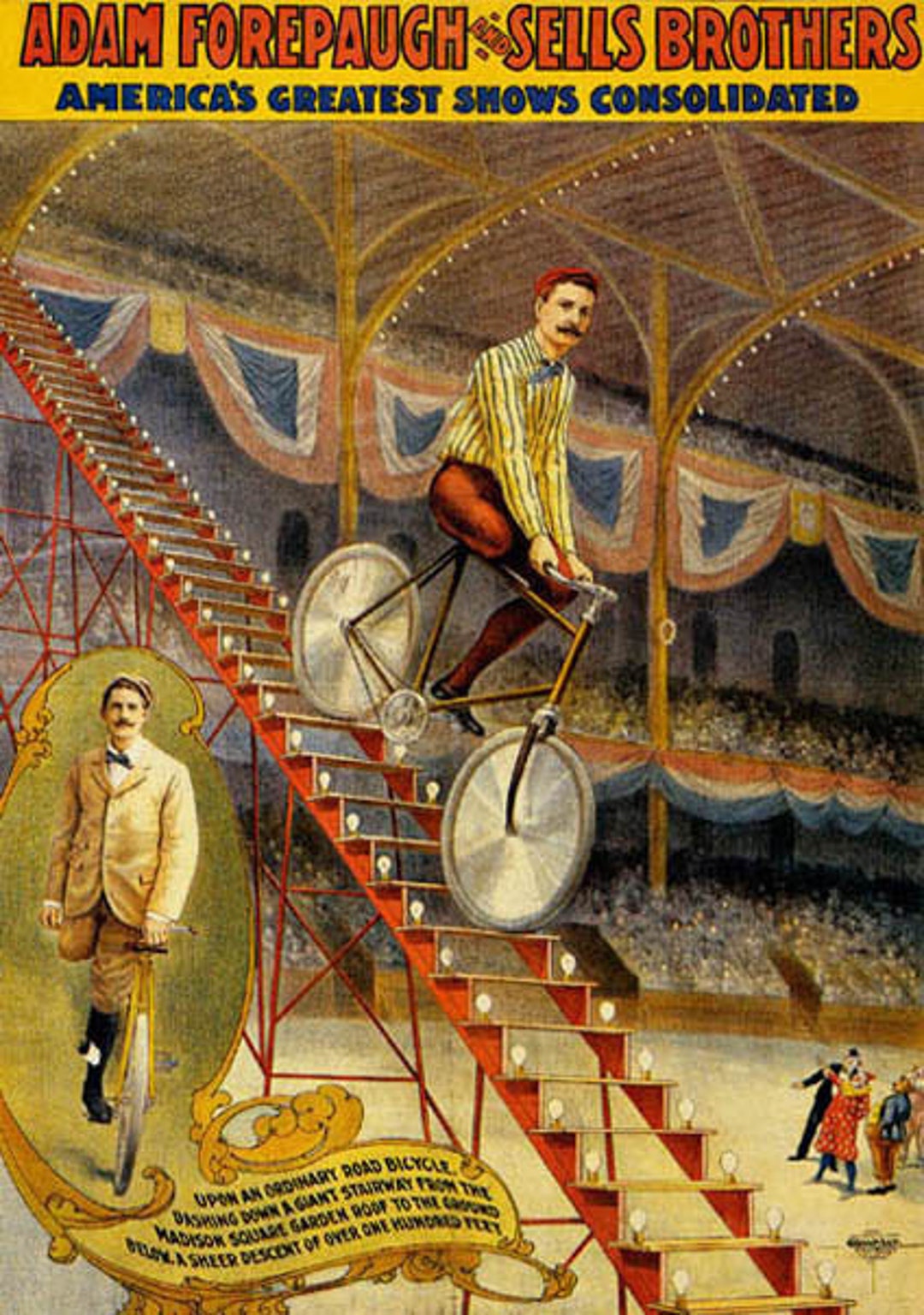 Bicycle Riding Down Stairs Circus America Greatest Show - Etsy