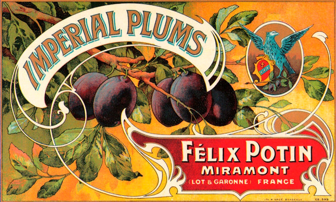 Crate Label Imperial Plums France Felix Potin Vintage Poster Repro - Etsy