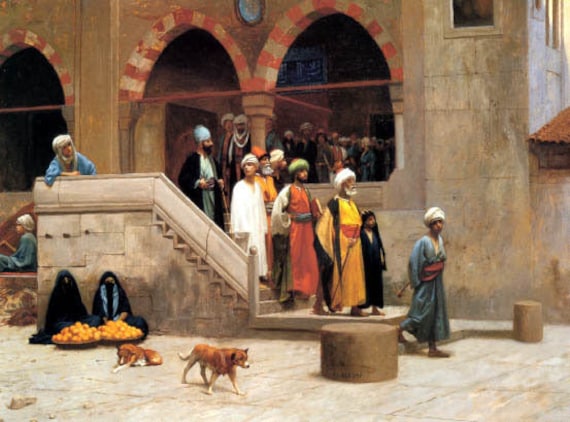 Leaving Mosque Egypt Cairo Orientalist Painting by Gerome | Etsy