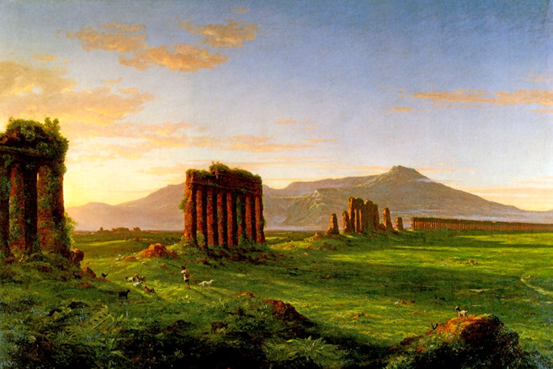 Roman Campagna Ancient Ruins Italian Landscape Painting by Thomas Cole ...