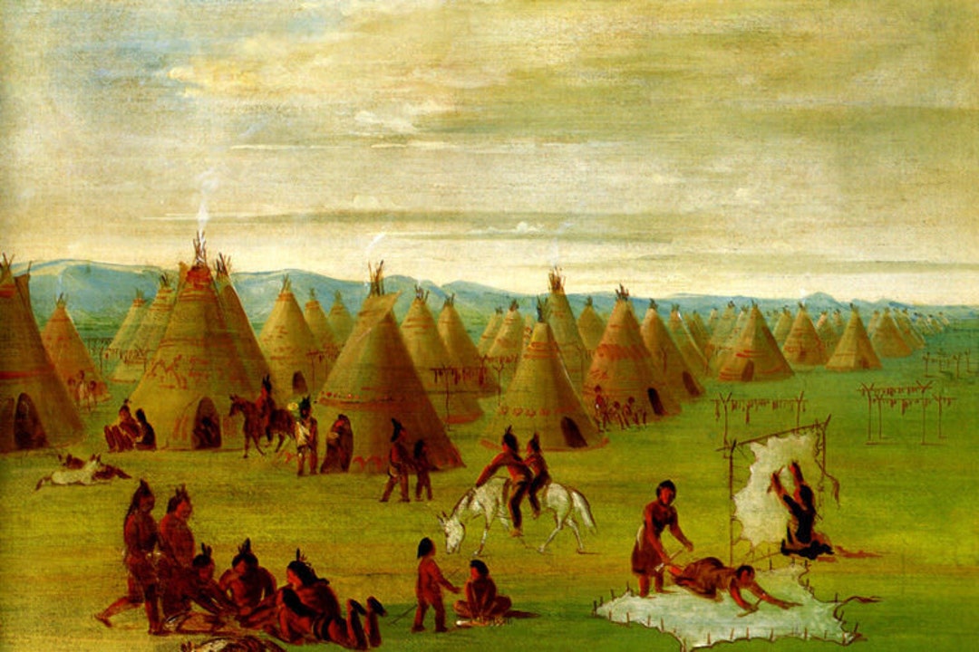 Comanche Village Women Dressing Robes and Drying Meat Indian - Etsy