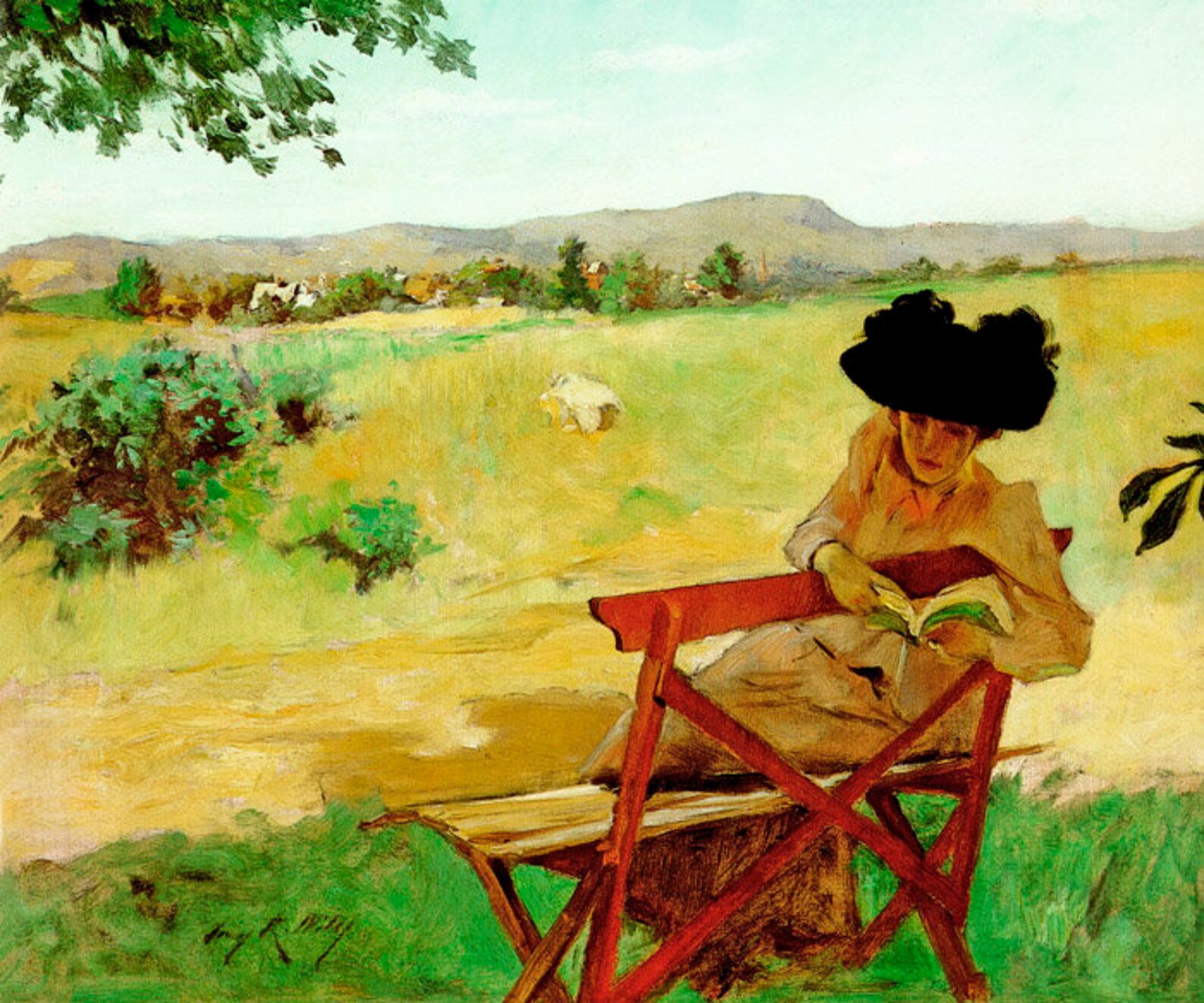 Sunshine and Shadow Woman Reading Book 1895 Painting by Irving R. Wiles ...