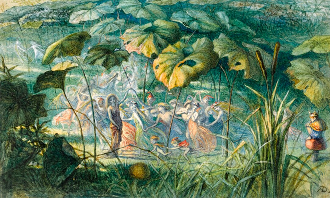 In Fairy Land – an Elfin Dance Fairies Leaves Drawing by Richard Doyle ...