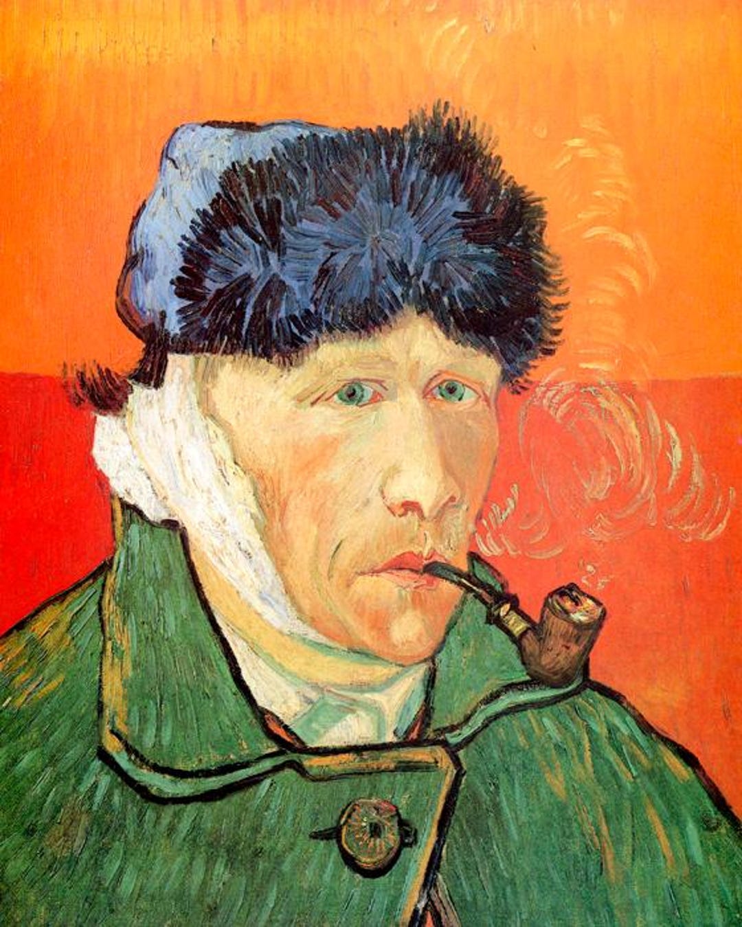 Self Portrait With Bandaged Ear and Pipe Painting by Vincent Van Gogh ...