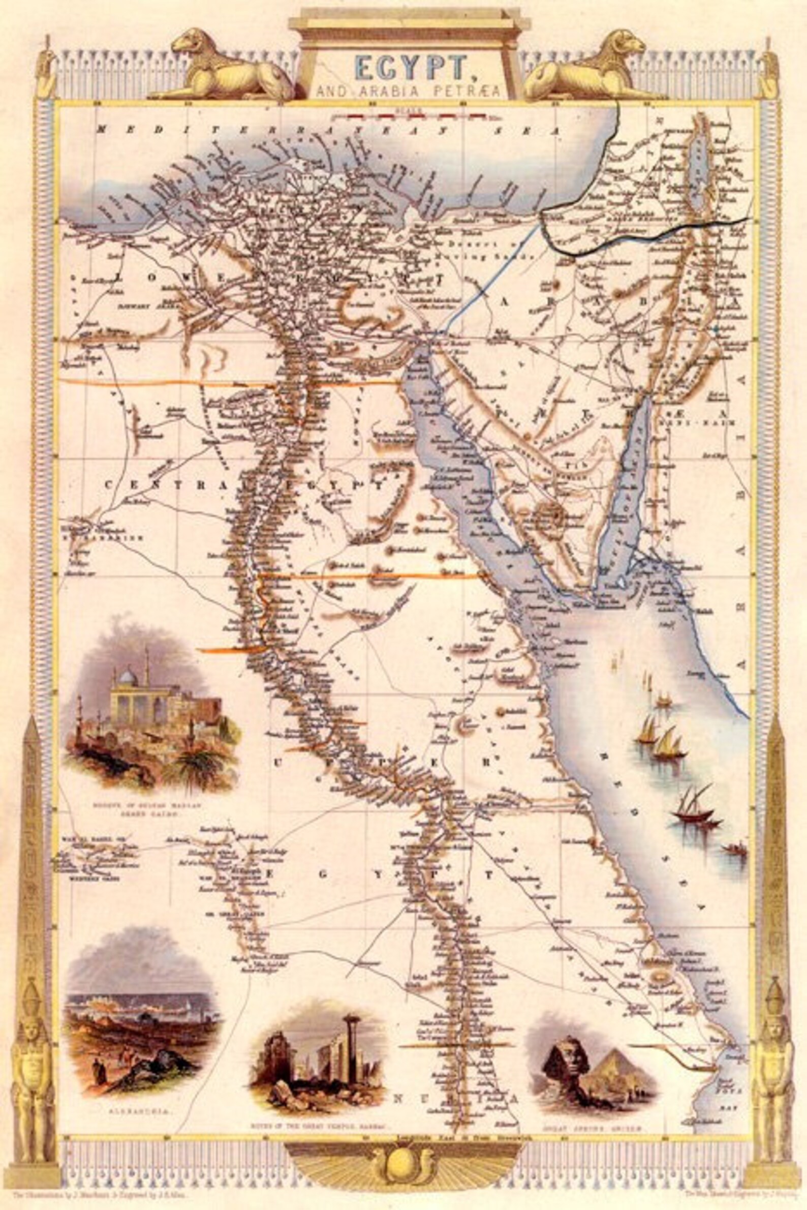 1800'S Map Egypt and Arabia Petrea Cairo Alexandria Repro | Etsy