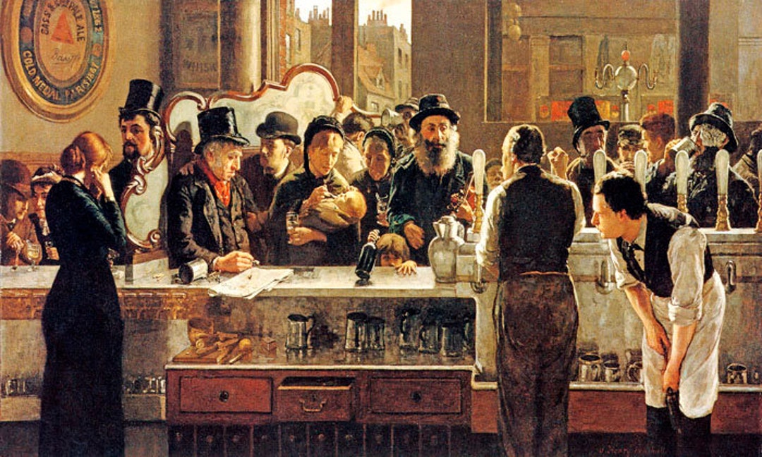 1883 Irish Public Bar Beer Restaurant Art Painting by John Henry ...