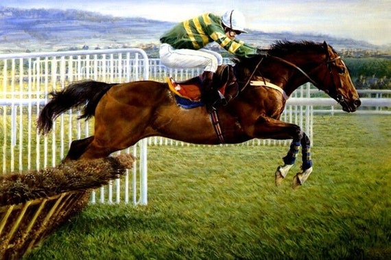 Istabraq Race Horse Great Hurdler Hurdling Painting by Susan | Etsy