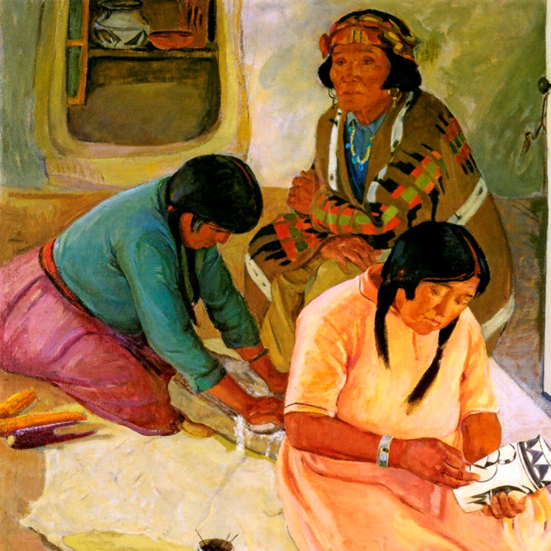 Indian Women Making Pottery American West Paiting by Catherine C ...