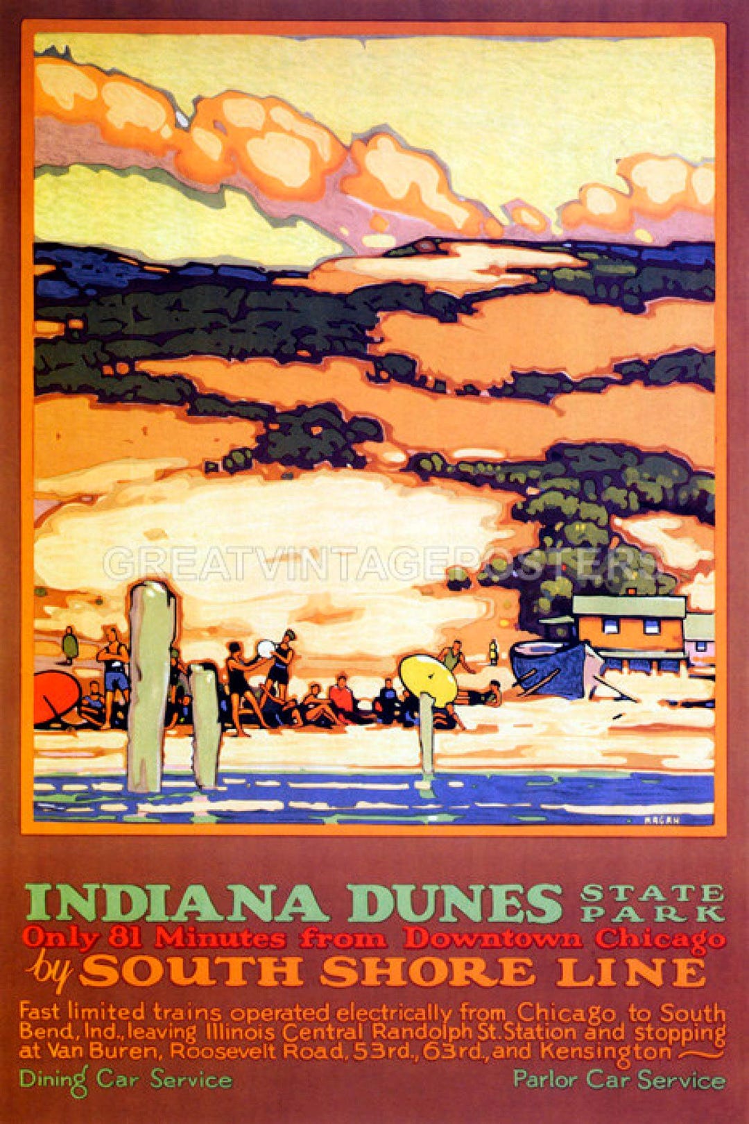 Indiana Dunes State Park South Shore Line Beach USA Travel Vintage ...