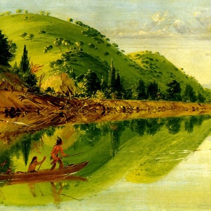Sioux Indians Pursuing A Stag in Their Canoes St. Peter's River by ...