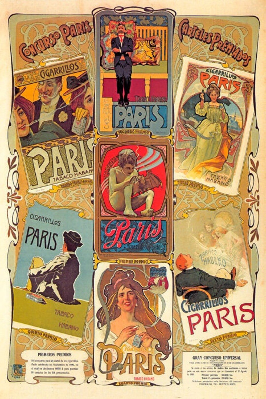 Concurso Paris Posters Winners Cigarrillos Cigarettes Vintage Poster ...