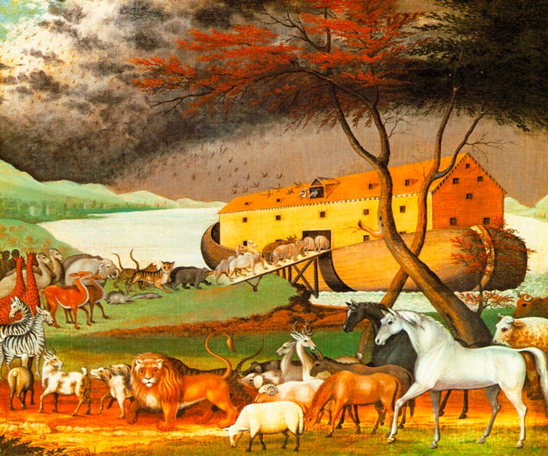 Noah's Ark Vessel Genesis Flood Saves Animals Painting by Edward Hicks ...