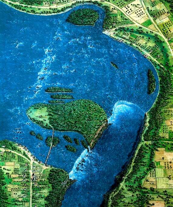 Birds Eye View Map of Niagara Falls Canada Usa by George - Etsy