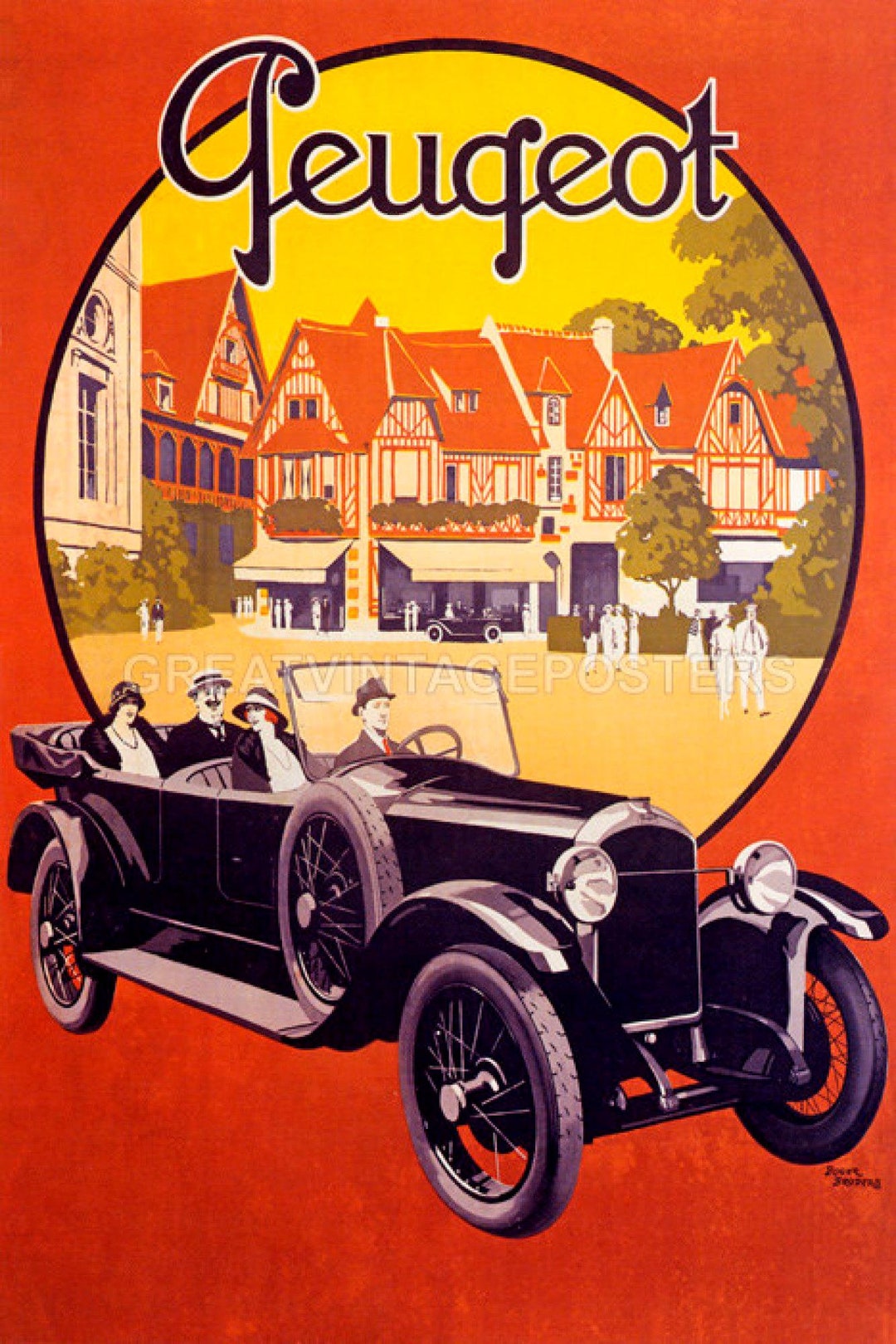 French Old Peugeot Luxury Car Automobile Advertising France Vintage ...
