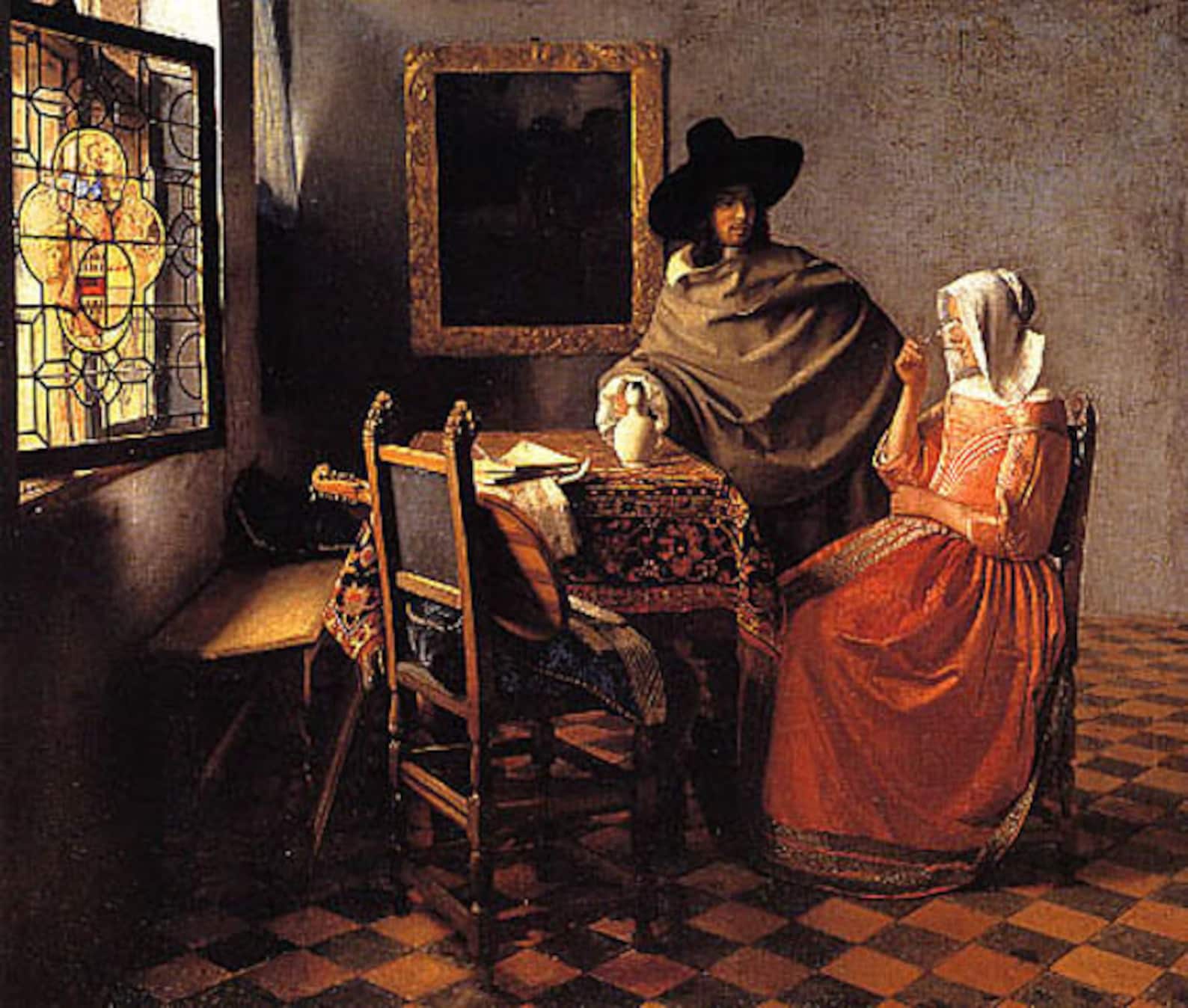The Glass Of Wine 1658-1660 Netherlands Painting By Vermeer | Etsy