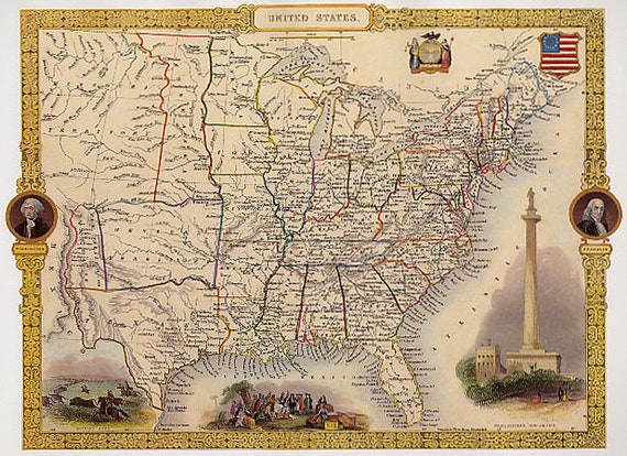 1800'S Map United States Washington Landmark Buffalo | Etsy