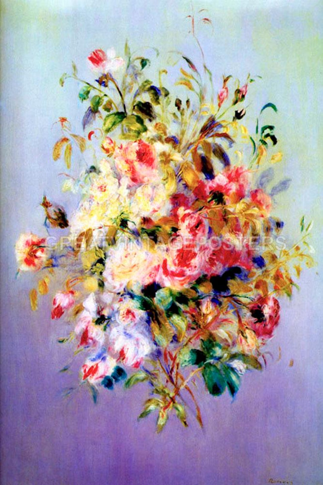 Bouquet of Roses Flowers Spring 1879 Painting Art by Pierre Auguste ...