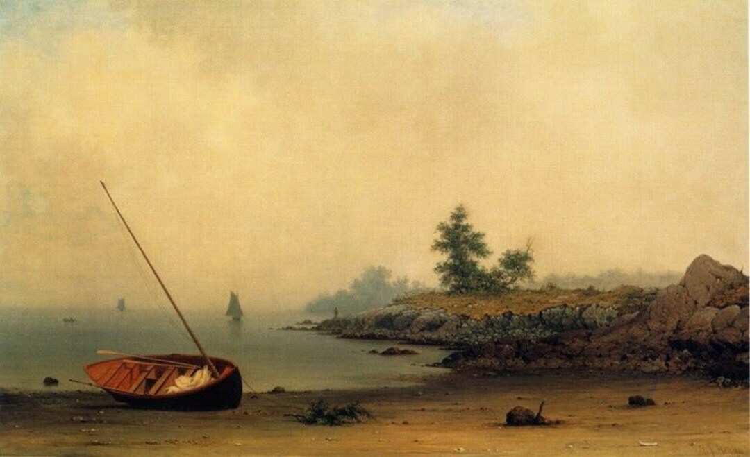 The Stranded Boat Sailboat Landscape 1863 Painting by Martin Johnson ...