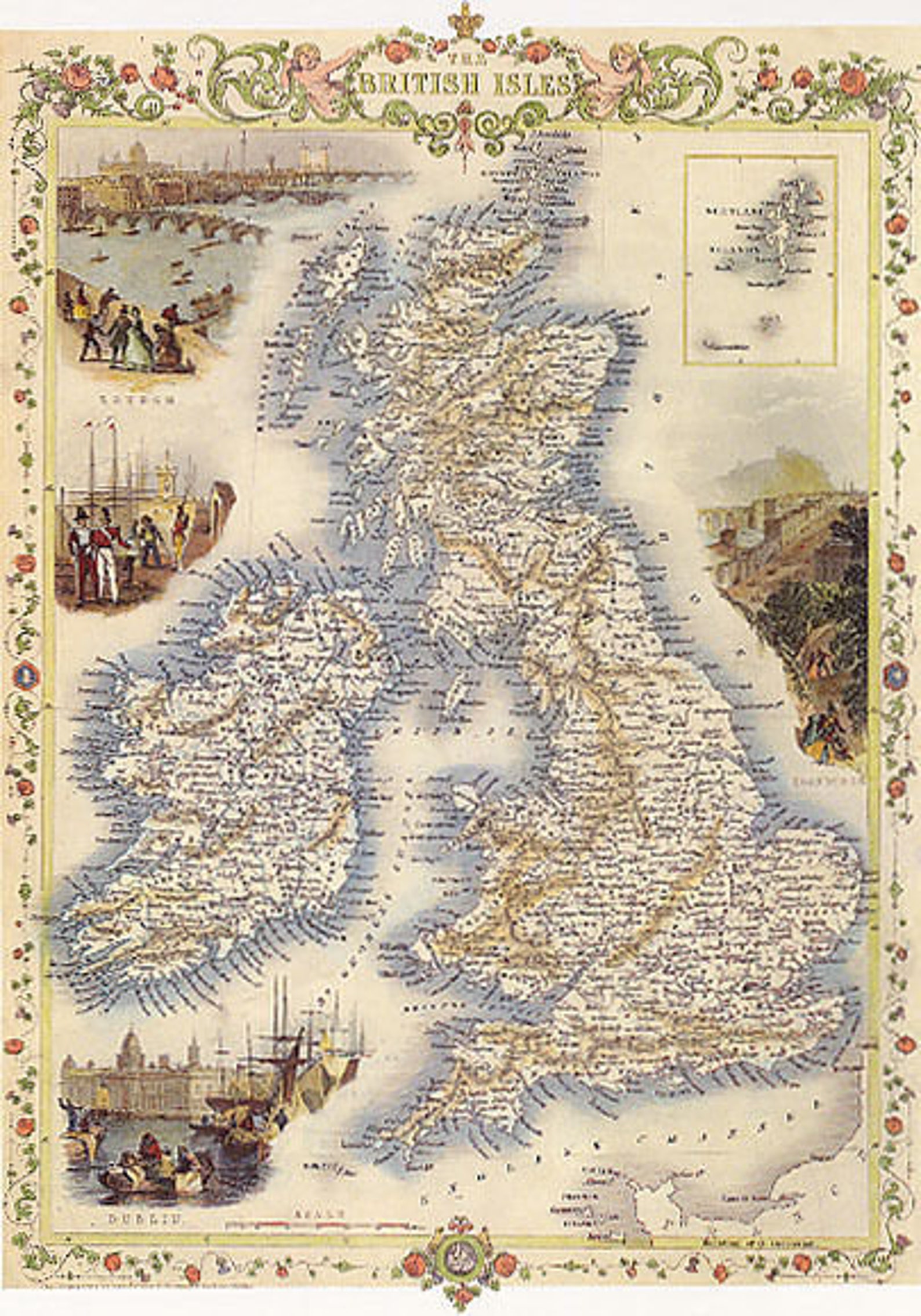 1800'S Map British Isles England Dublin Edinburgh Vintage | Etsy