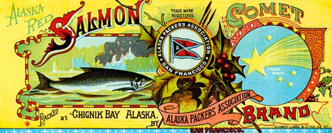 Alaska Red Salmon Comet Fish Crate Label Usa Vintage Poster - Etsy