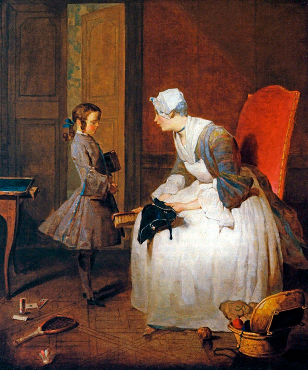 The Governess Reprimanding Boy 1739 French Painting by Jean Siméon ...