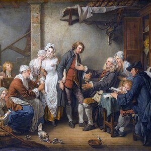 The Village Bride Middle Class Marriage 1761 Painting by Jean B Greuze ...