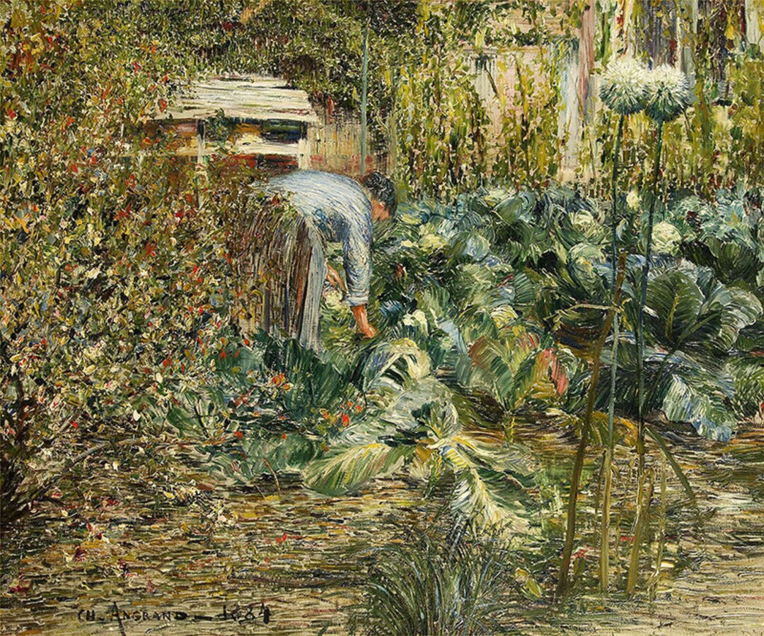 In the Garden 1884 French Impressionism Painting by Charles Angrand ...