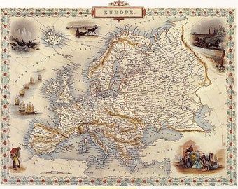 1800s Map of Europe - Etsy Canada