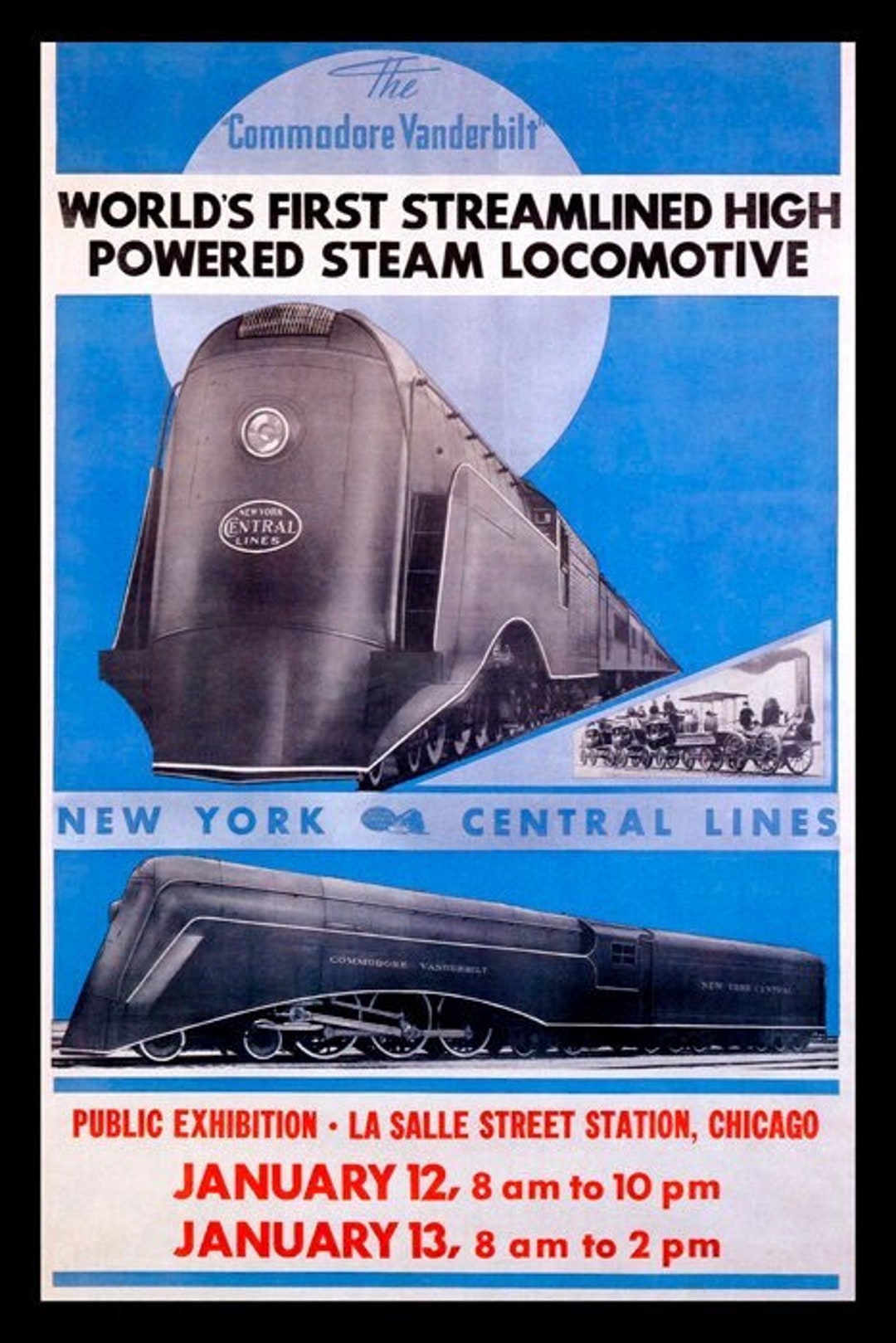 Speed Streamline High Powered Steam Locomotive Train Vintage Poster ...