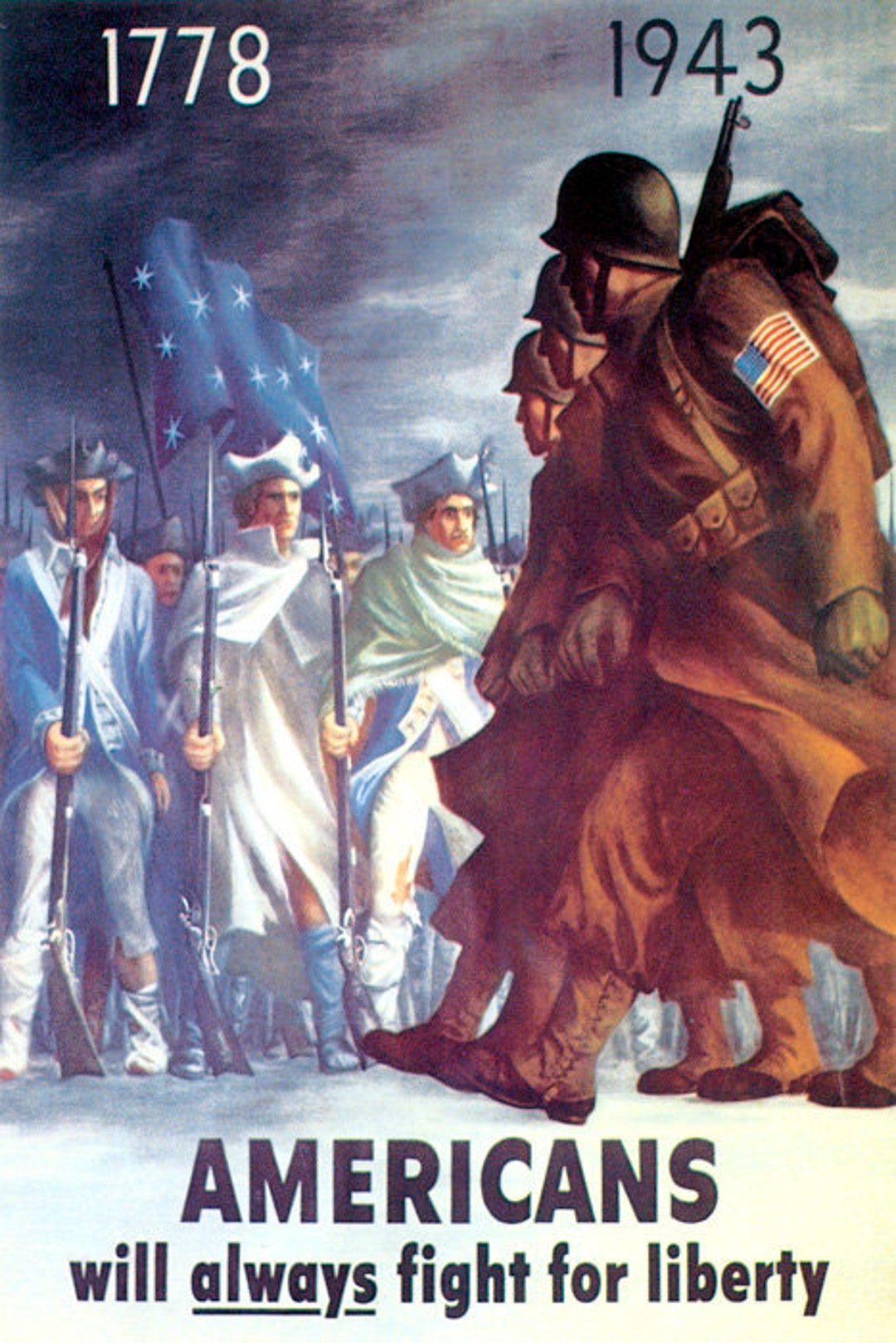 Americans Will Always Fight for Liberty 1943 World War II Vintage ...