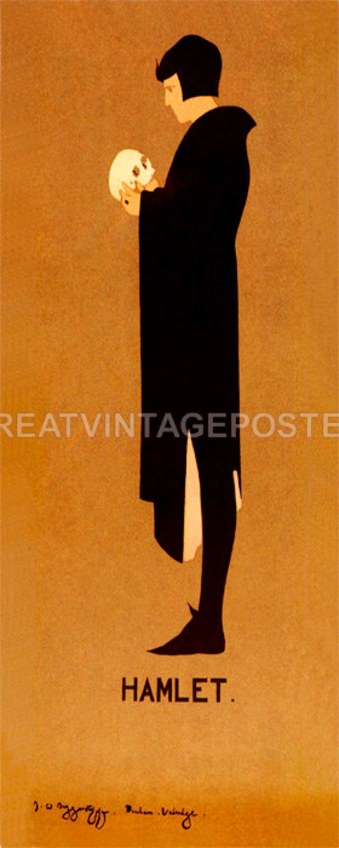 Hamlet Skul William Shakespeare Tragedy Theater Vintage Poster ...
