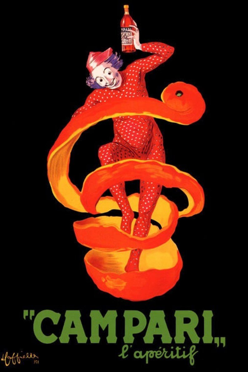Campari Aperitif Orange Peel Clown Drink Italy Cappiello - Etsy