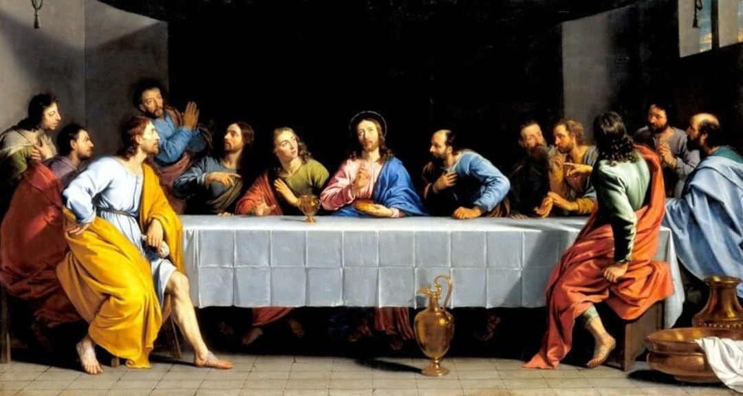 The Last Supper Meal Jesus and Apostles Painting by Philippe - Etsy